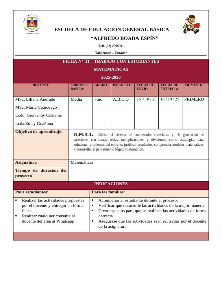 Ficha # 11 de Actividades de Estudiantes de Matematicas | PDF ...