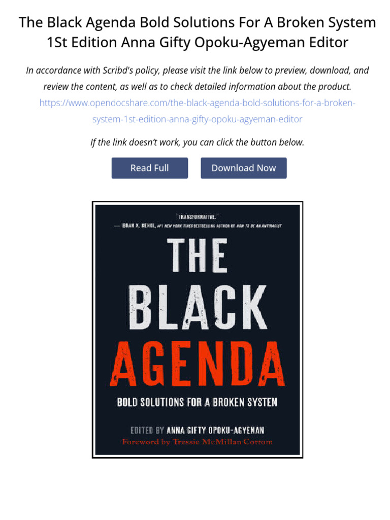 The Black Agenda Bold Solutions for a Broken System 1st Edition Anna ...