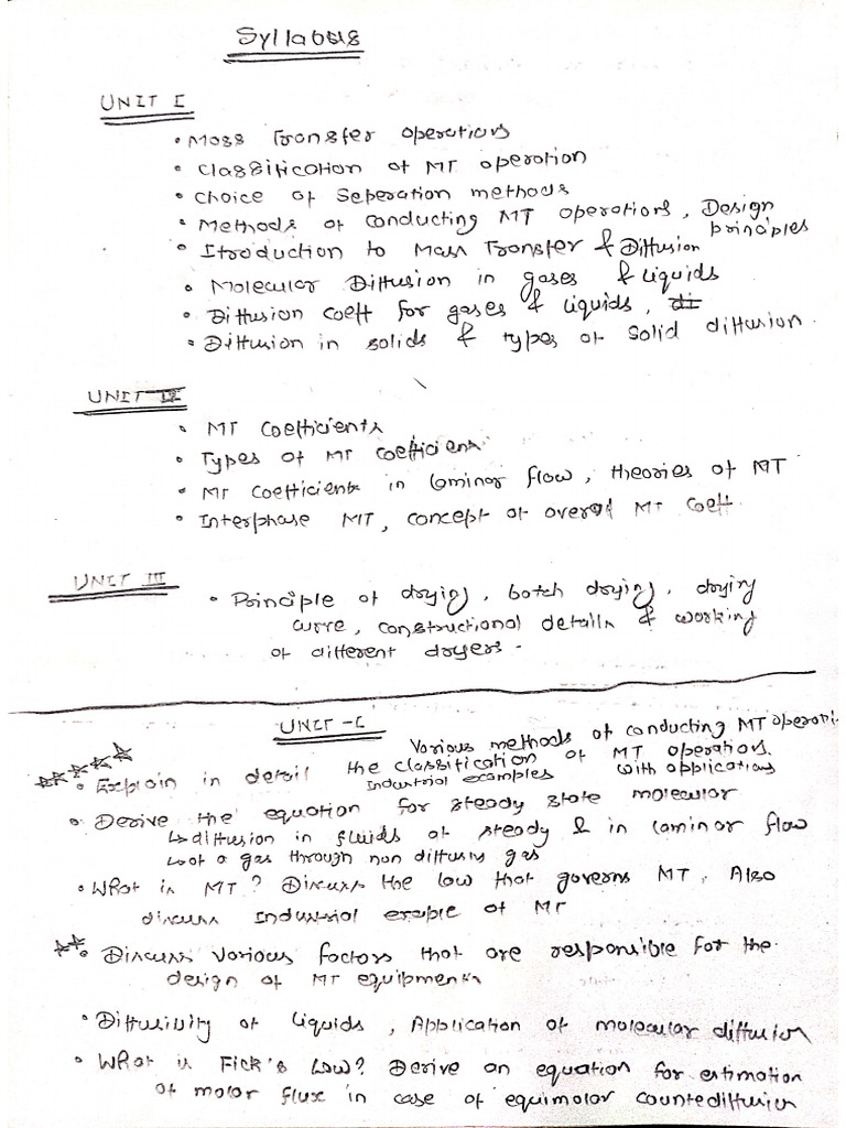 Mass Transfer Unit 1 and 2 | PDF
