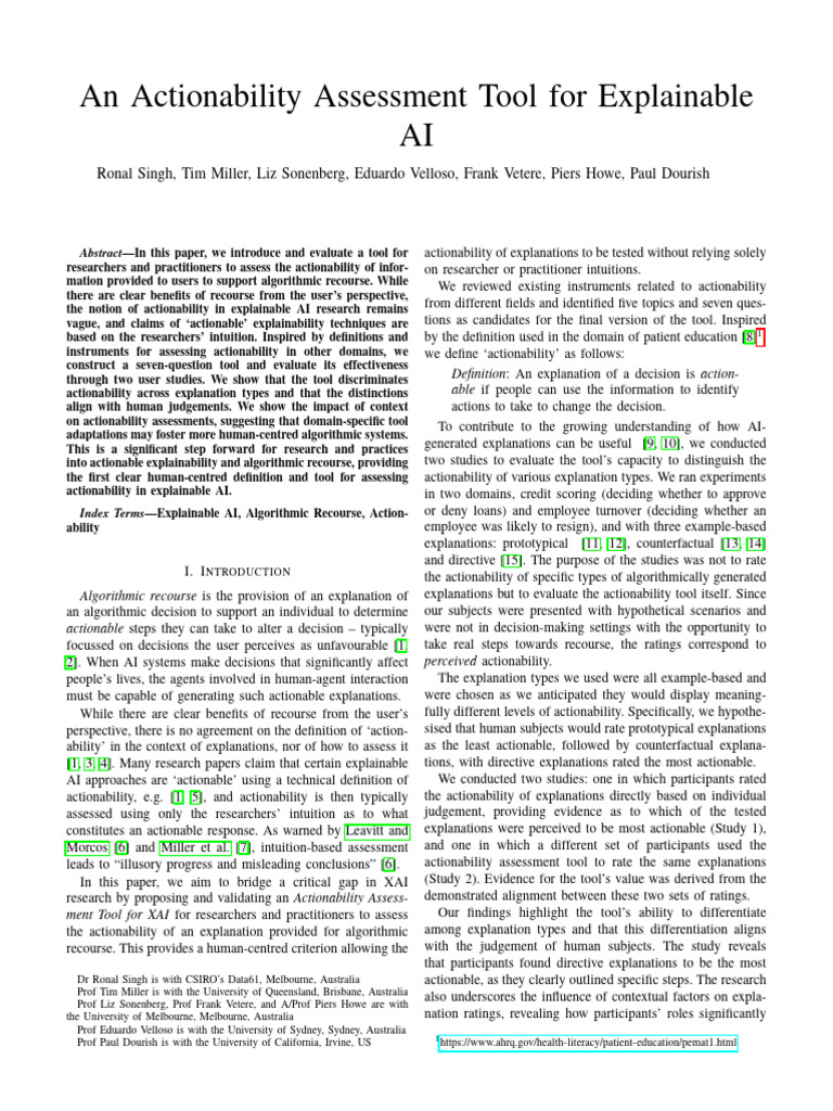 Actionability Assessment Tool for XAI | PDF | Artificial Intelligence ...
