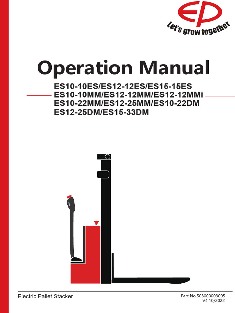 Electric Pallet Stacker Operation Manual | PDF | Brake | Truck