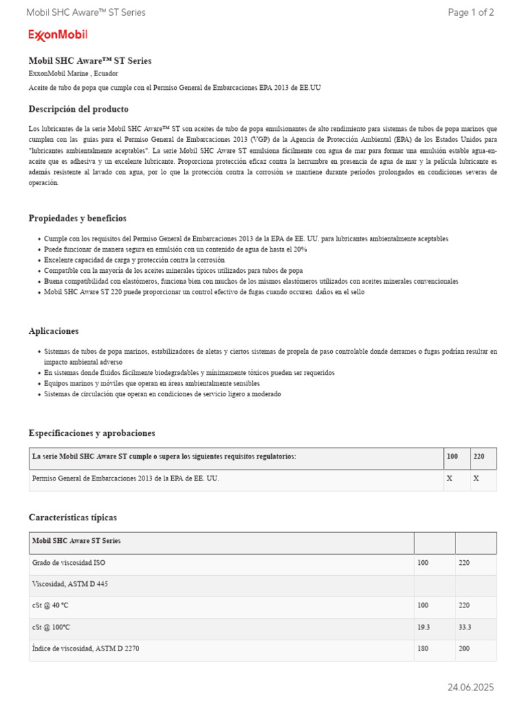 GL XX Mobil SHC Aware ST Series | PDF | Lubricante | Agua
