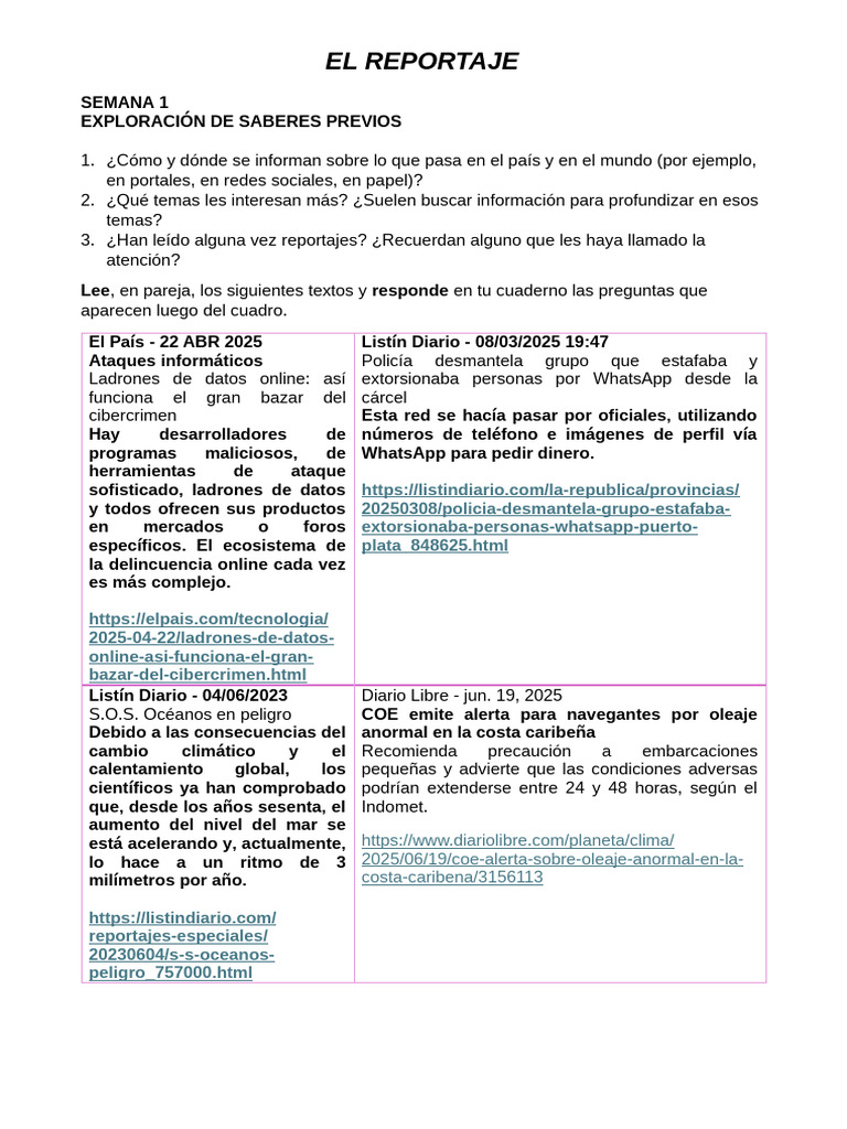 El Reportaje - Semana 1 - 121228 | PDF
