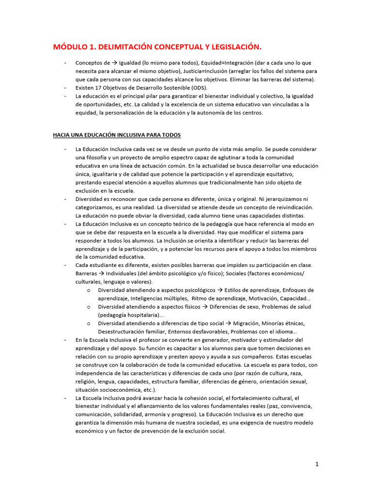 Módulo 1 y 2 | PDF | Inclusión (Educación) | Aprendizaje