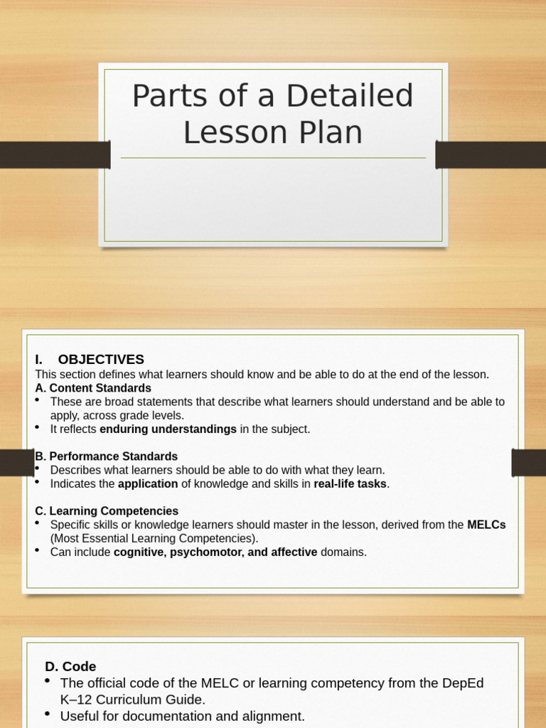 Parts of a Lesson Plan | PDF | Learning | Educational Assessment