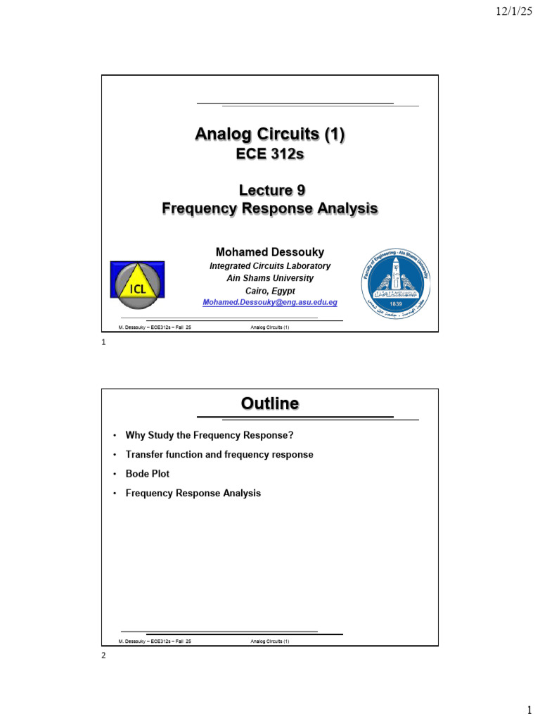 HO09 Frequency Response Analysis_ECE312_F251202 | PDF | Electrical ...