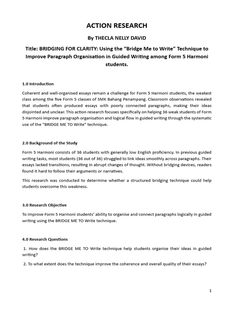 Action Research_thecla Nelly David_2025 | PDF | Essays | Human ...