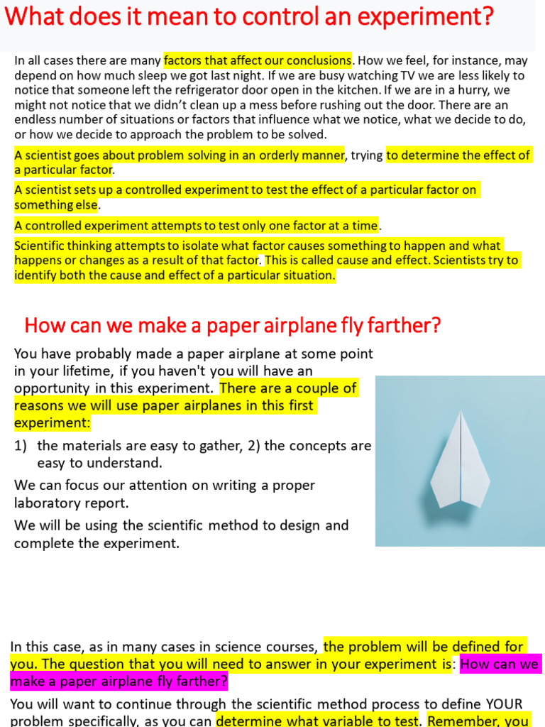 Paper Airplane Experiment Guide | PDF | Experiment | Hypothesis