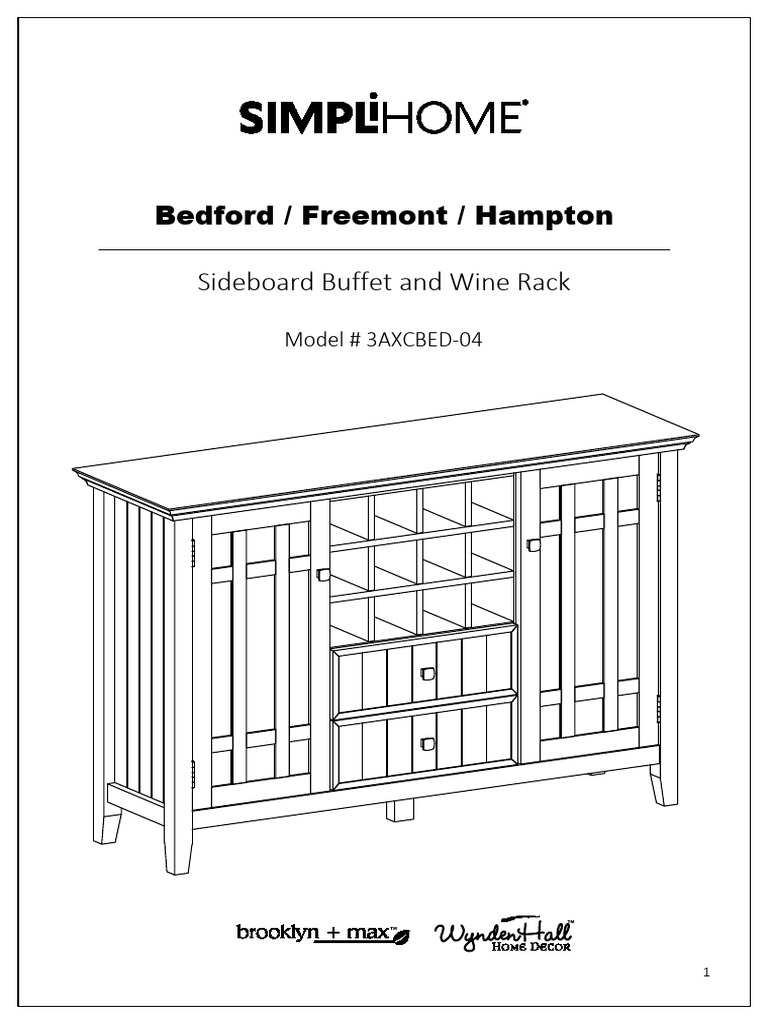 Bedford Sideboard Buffet and Wine Rack 3AXCBED-04 Dark Tobacco Brown AI ...