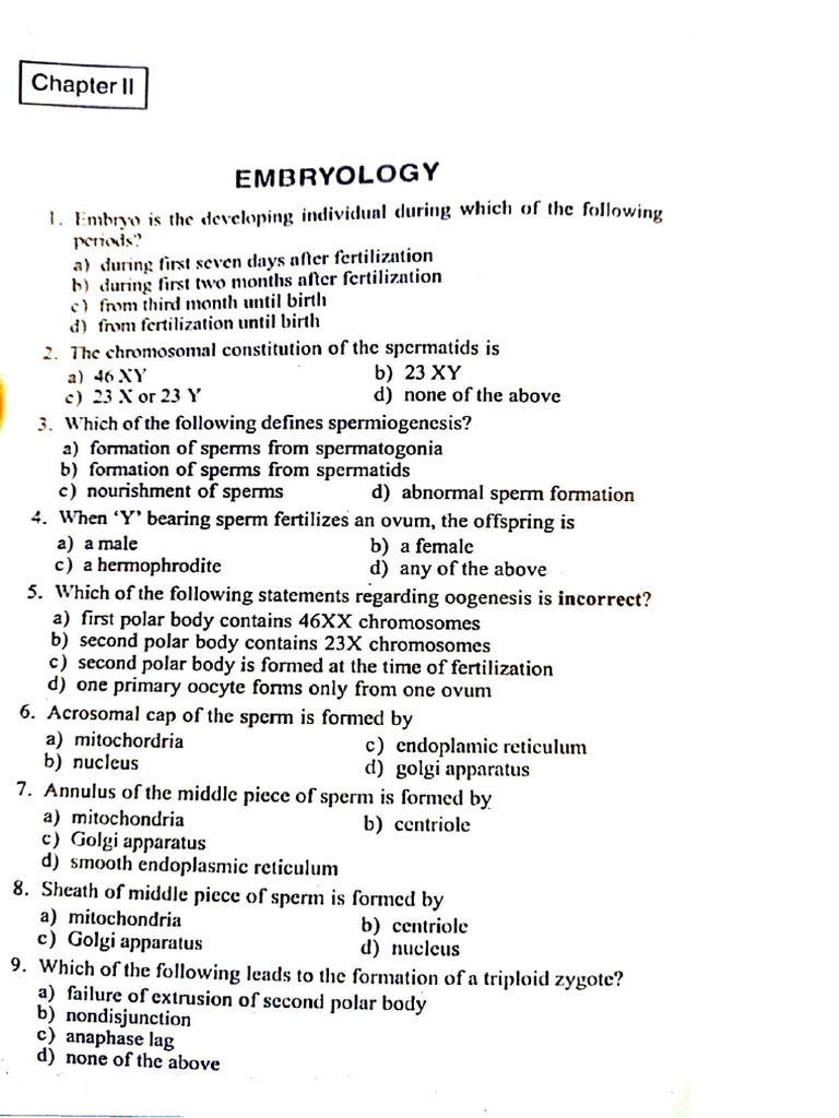 Embryology Questions | PDF