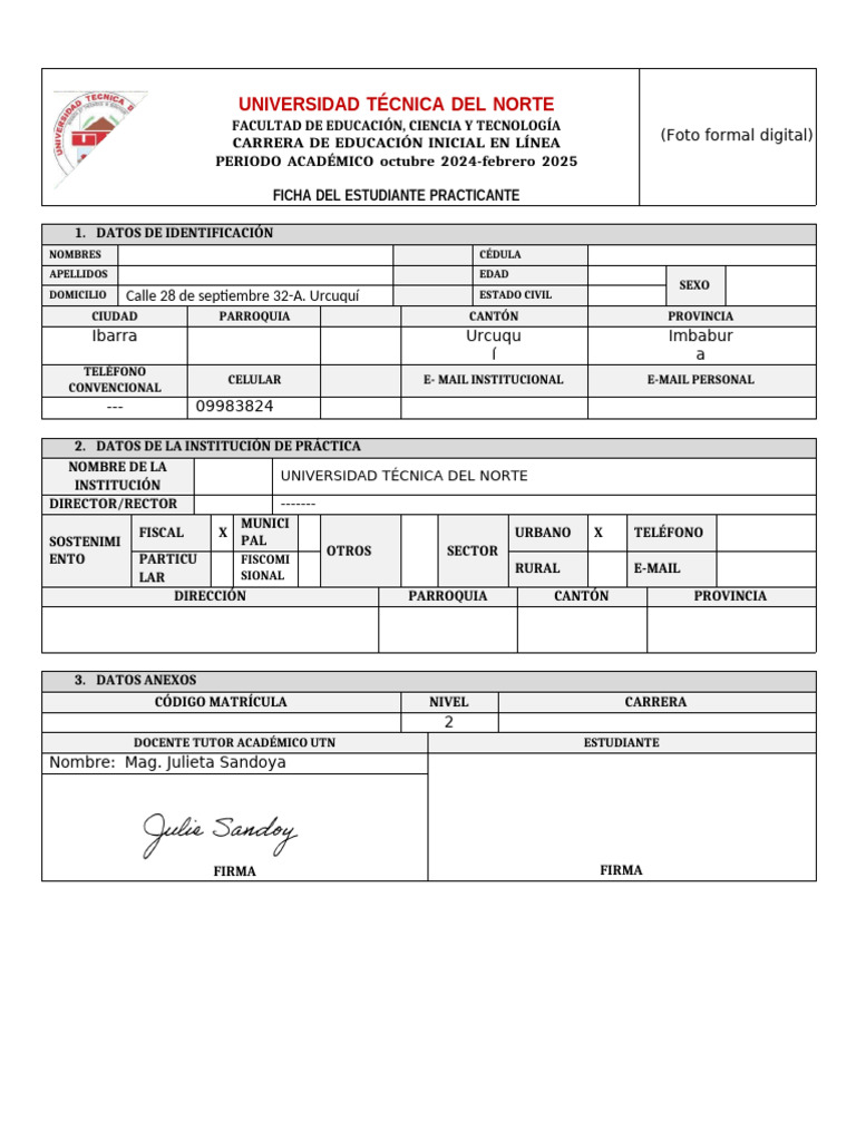 1. Ficha Estudiante Firmada | PDF