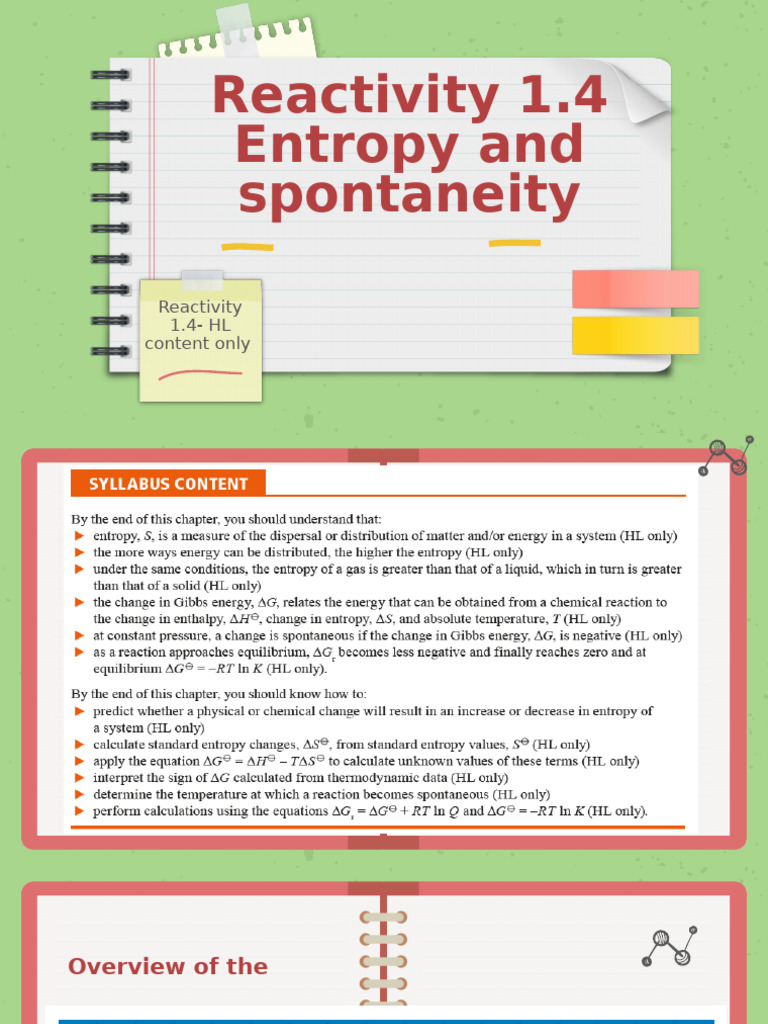 Reactivity 1.4- Entropy and Spontaneity - AHL | PDF | Gibbs Free Energy ...