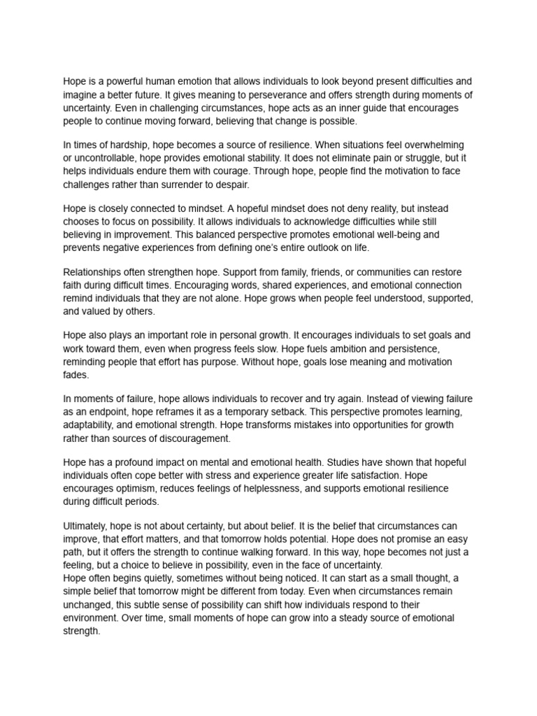 HOPE | PDF | Hope | Psychological Resilience