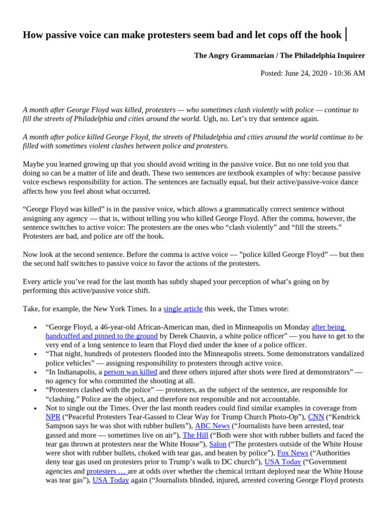 How Passive Voice Can Make Protesters Seem Bad | PDF | Protest