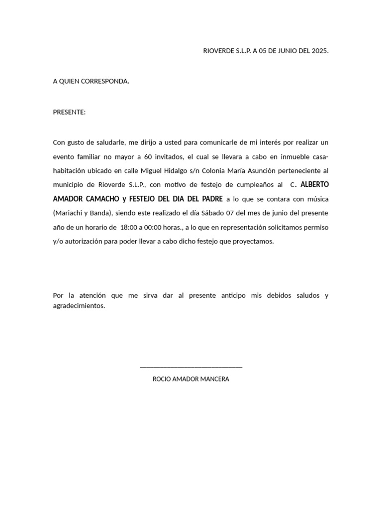 Escrito Para Evento | PDF
