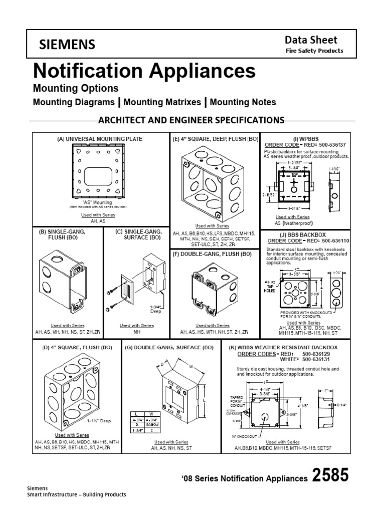Siemens Fire Alarm Backboxes | PDF | Electrical Wiring | Electrical ...