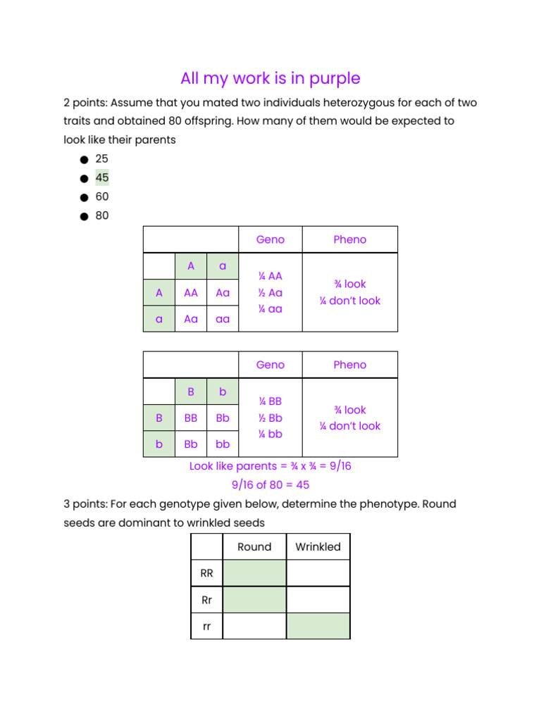 Advanced Biology practice test | PDF | Dominance (Genetics) | Genotype