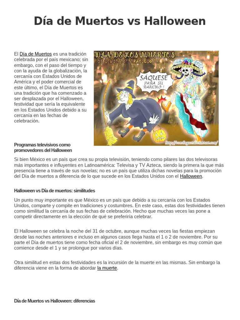 Día de Muertos vs Halloween | PDF | Víspera de Todos los Santos ...