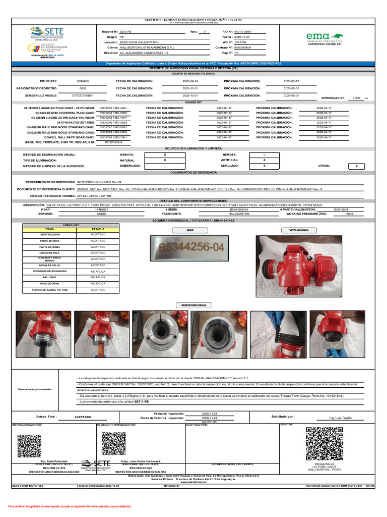 R-8203 Valve Lo Torc 100015534 Visual Serie_ b5344256-04-Signed-signed ...