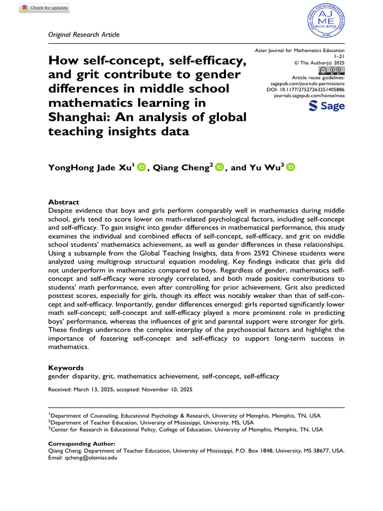 Xu Et Al 2025 How Self Concept Self Efficacy and Grit Contribute to ...