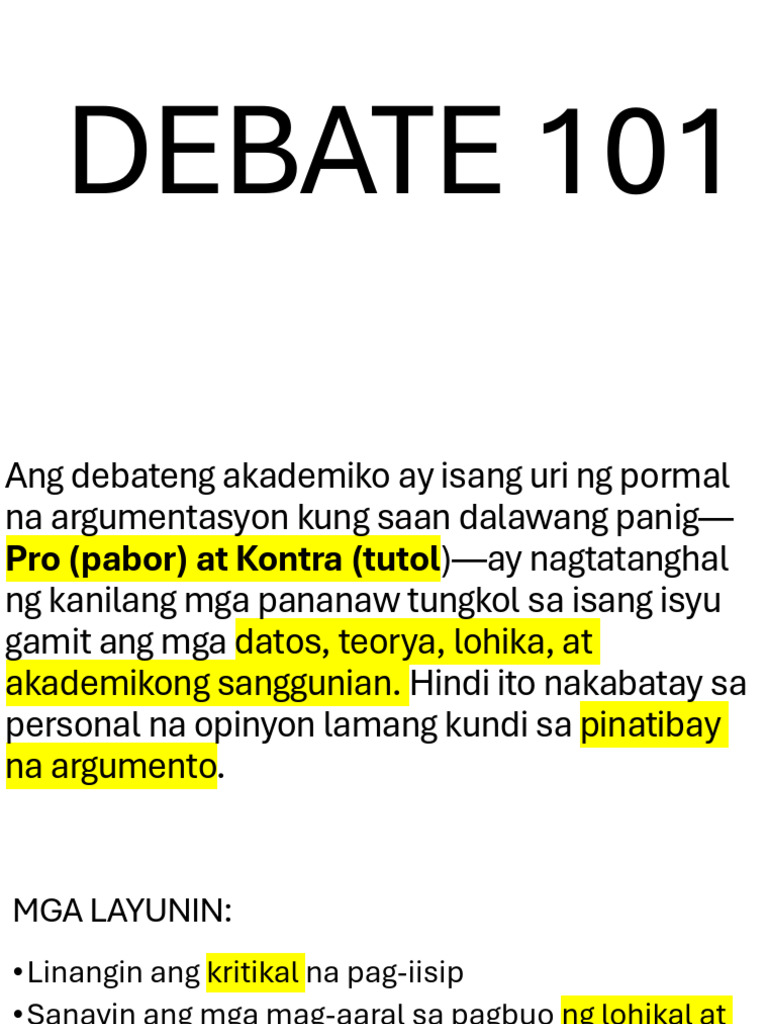 Debate 101 | PDF