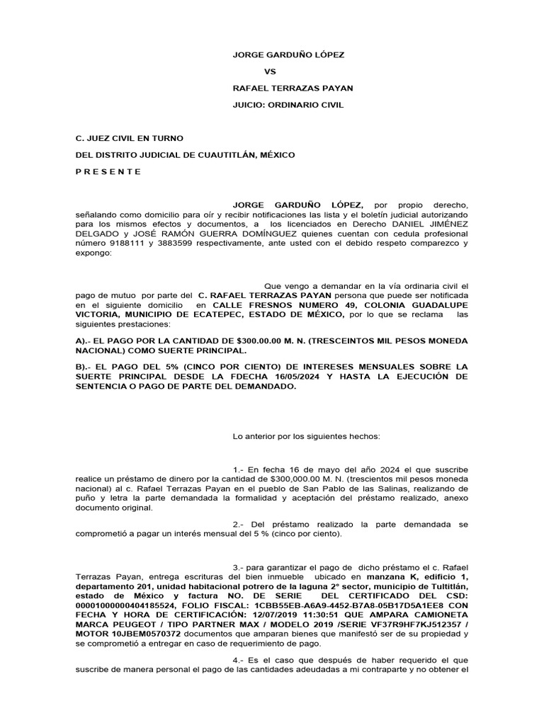 Jorge Garduño López 2 | PDF | Demanda judicial | México