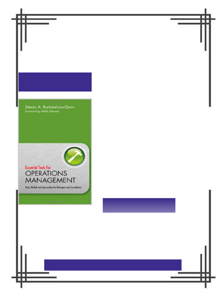 Essential Tools for Operations Management Tools Models and Approaches ...