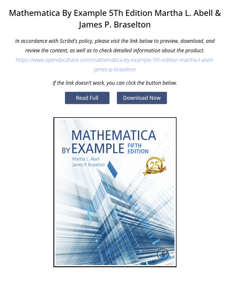 Mathematica by Example 5th Edition Martha L. Abell & James P. Braselton | PDF | Derivative ...