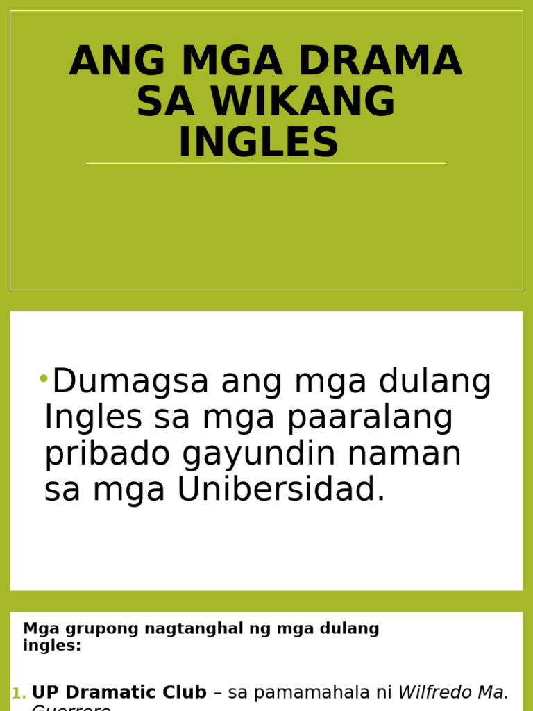 Drama Sa Wikang Ingles | PDF