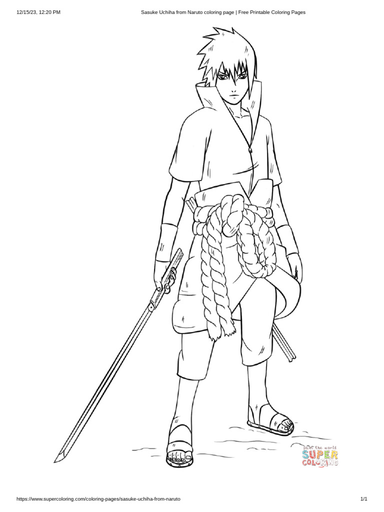 Sasuke Uchiha From Naruto Coloring Page _ Free Printable Coloring Pages ...