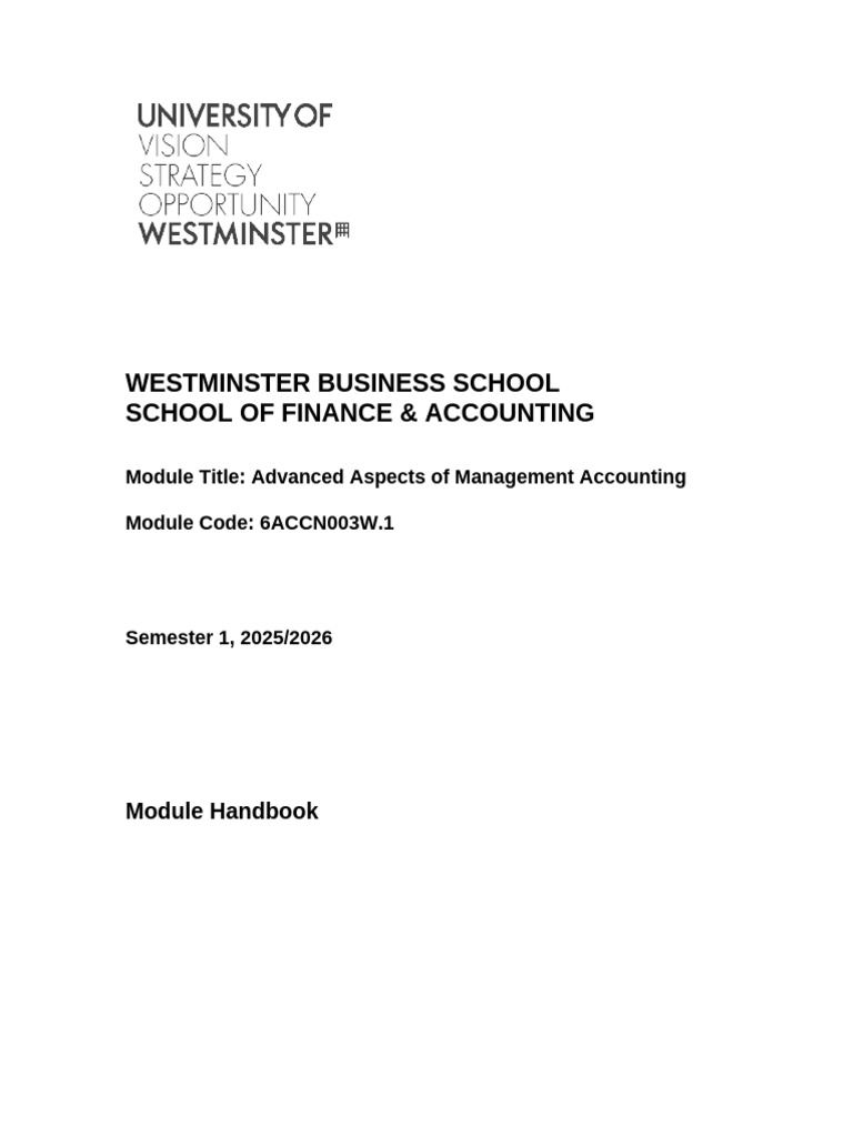 Advanced Management Accounting Handbook | PDF | Educational Assessment ...