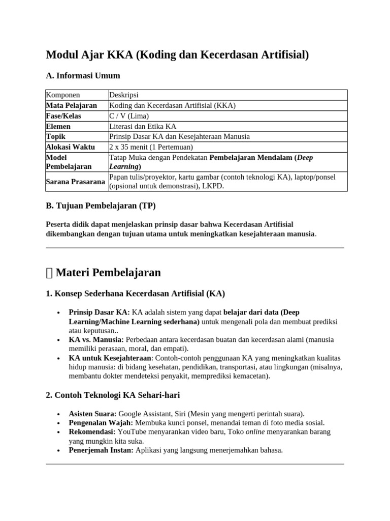 Modul KKA: Kecerdasan Artifisial untuk Kesejahteraan | PDF
