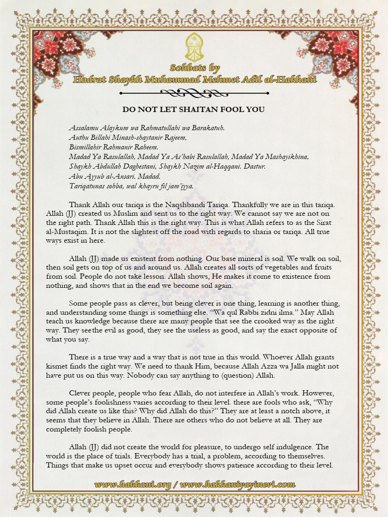 Eyup_Sultan_16_Sohbet_Seytan_Sizi_Aldatmasin_20160116_ENG | PDF ...