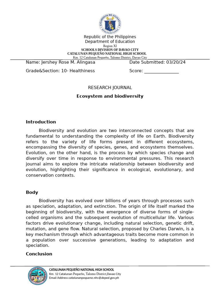 Research Paper Format | PDF | Evolution | Biodiversity