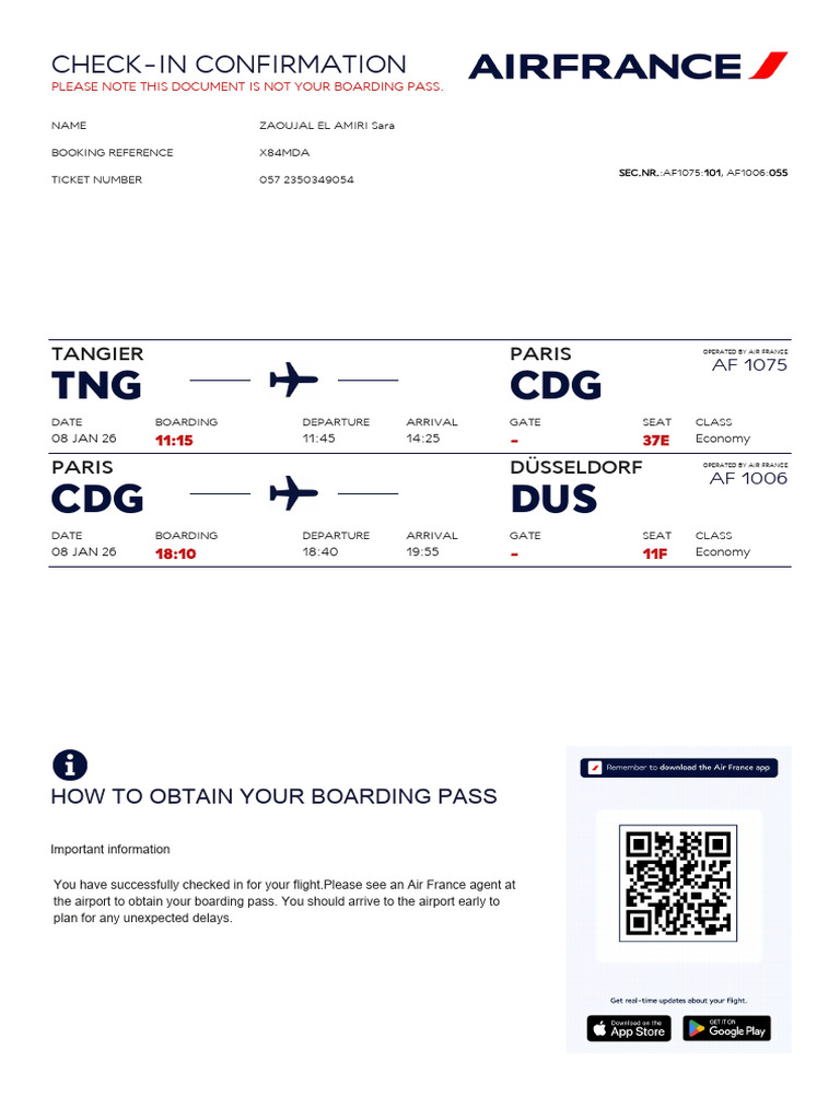 How to Get Your Air France Boarding Pass | PDF
