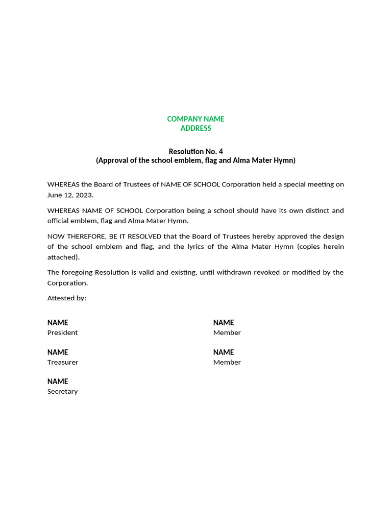 Board Resolution | PDF