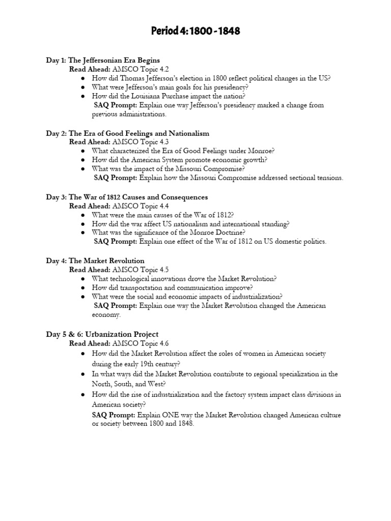 APUSH Period 4 - 1800 - 1848 | PDF | The United States | Abolitionism