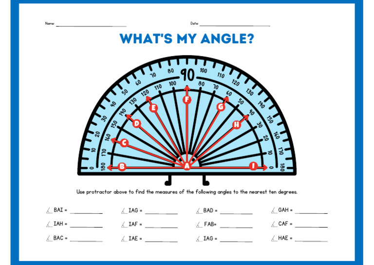 Angle Measurement Practice Worksheet | PDF