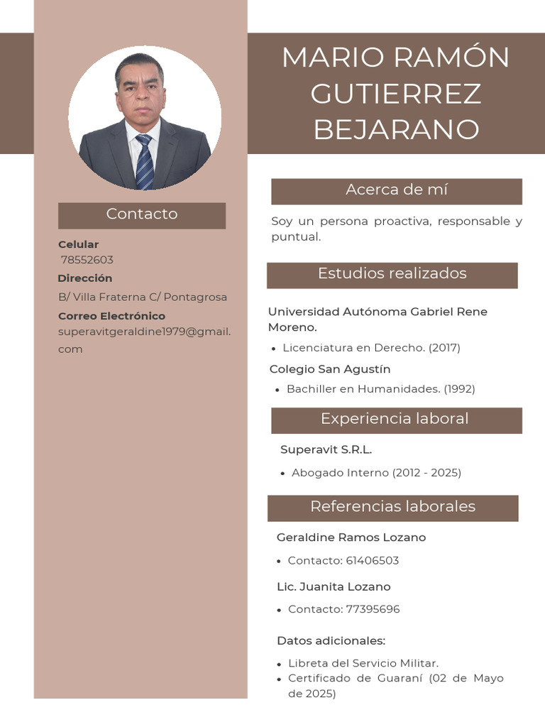 Curriculum Vitae Mario Ramon Gutierrez Bejarano | PDF