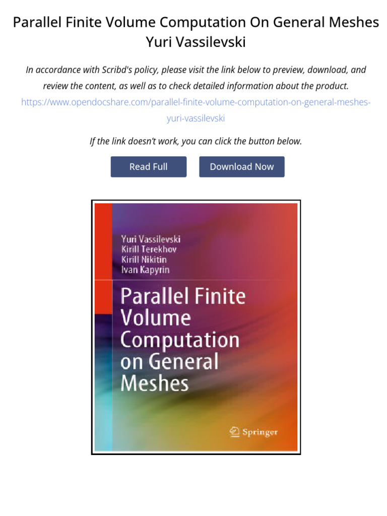 Parallel Finite Volume Computation on General Meshes Yuri Vassilevski ...