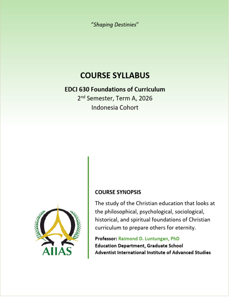 EDCI 620 Foundations of Curriculum Syllabus (2026) - Indonesia Cohort ...