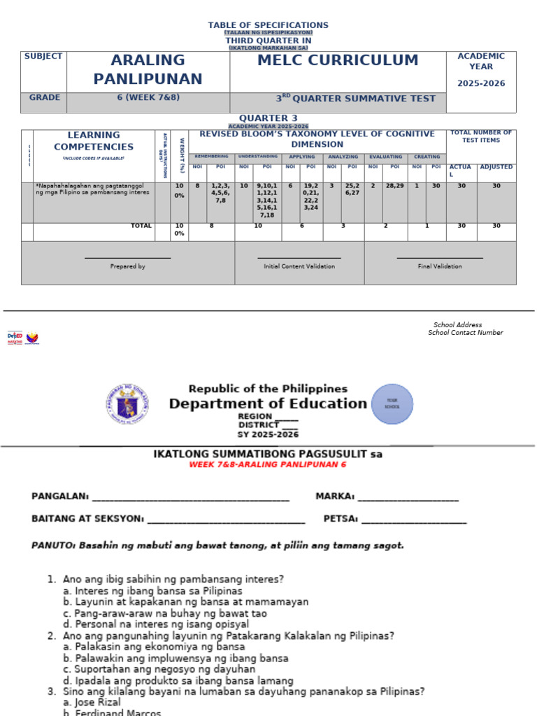 Aral Pan 6- WEEK 7&8 | PDF