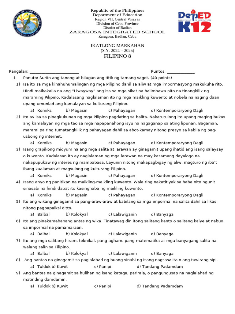 Filipino 8 Q3 | PDF