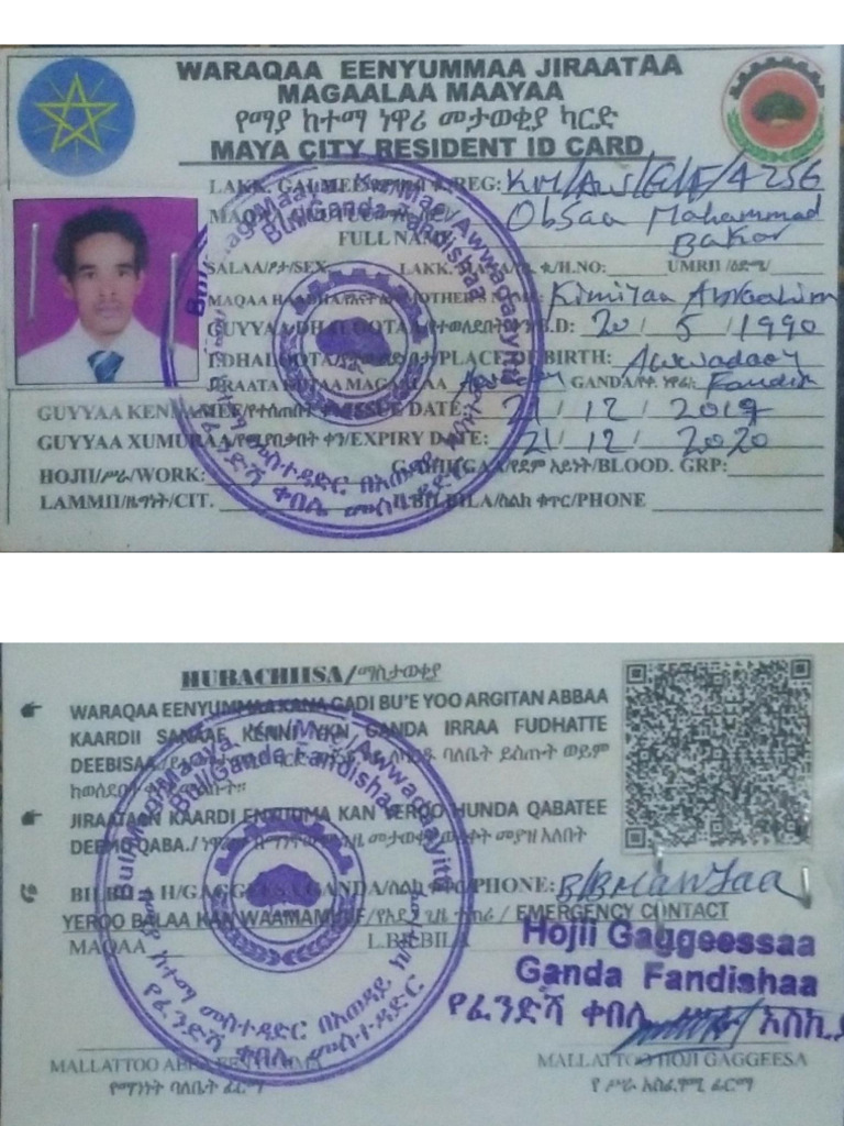 Obsa's Kebele Id Card | PDF