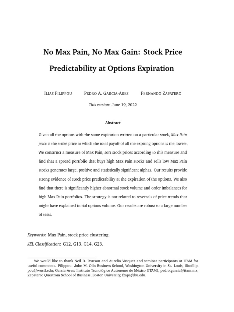 No Max Pain, No Max Gain Stock Price | PDF | Option (Finance) | Put Option
