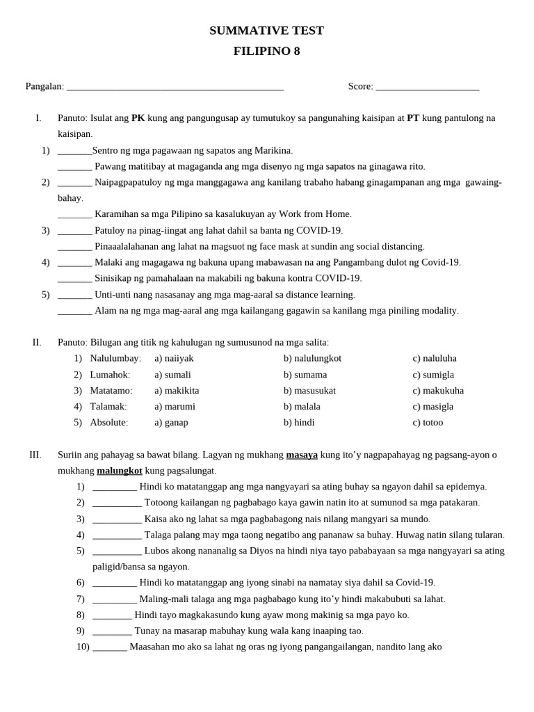 Filipino 8 | PDF