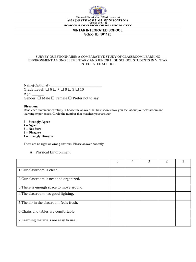 Survey Questionnaire g1 Masunurin | PDF
