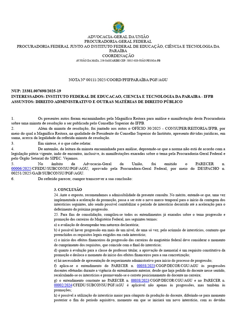 NOTA Nº 00111-2025 | PDF | Administração pública | Justiça