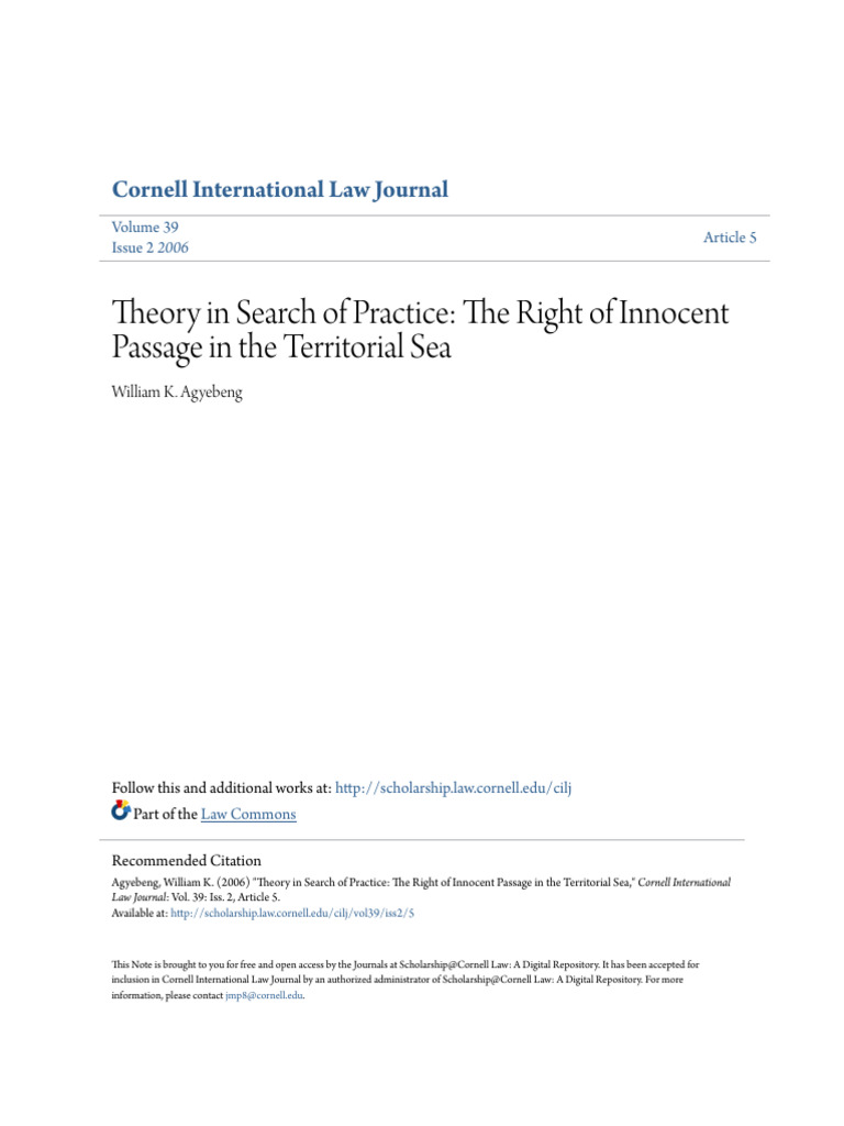 Theory in Search of Practice_ the Right of Innocent Passage in Th (1 ...