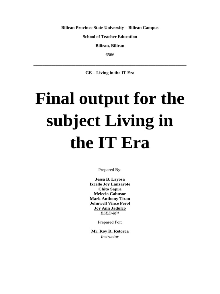Living in the IT Era (Bloom's Remembering) | PDF | Virtual Reality ...